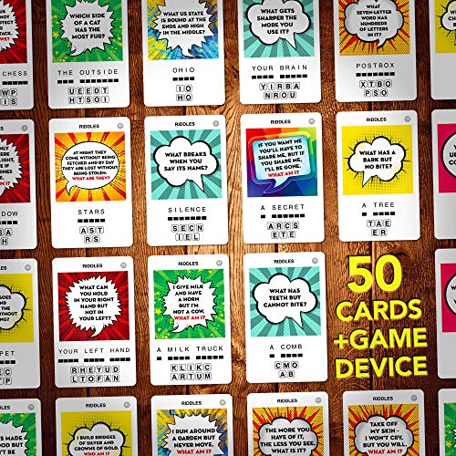 100 PICS Riddles Travel Game - Guess 100 Riddles | Flash Cards with Slide Reveal Case | Card Game, Gift, Stocking Stuffer | Hours of Fun for Kids and Adults | Ages 5+