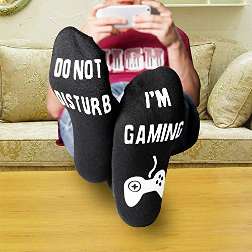 Do Not Disturb I'm Gaming Socks, Gifts for Teenage Boys, Gaming Socks Novelty Birthday Gifts Ideas for Teen Boys Mens Gamer Kids Sons Husbands Dad Father