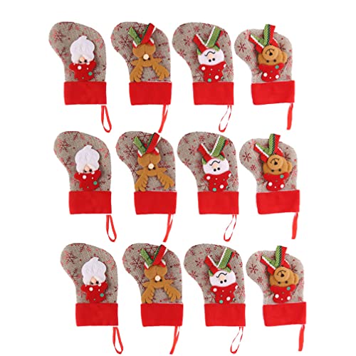 Amosfun Old Men Gifts 12pcs Christmas Stockings Cloth Bag Christmas Hanging Socks Christmas Tree Decorations for Party Kids Teens Stocking Stuffer