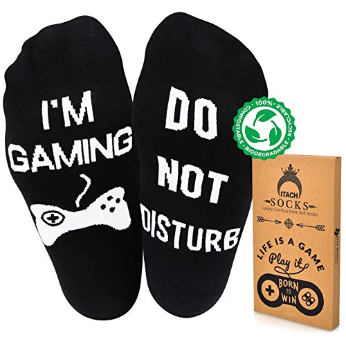 ITACH Do Not Disturb Im Gaming Socks for Men Teen Boys - Gamer Socks for Sons Husbands Dad | Stocking Stuffers for Teen Boys