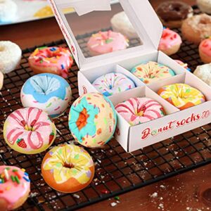 AGRIMONY Funny Donut Socks Box for Women Teen Girls Ladies- Funny Gifts Novelty Donut Gifts Food Fun Funky Cool Cute Crazy Silly Socks Birthday Gifts Ideas Christmas Stocking Stuffers (4 pairs)