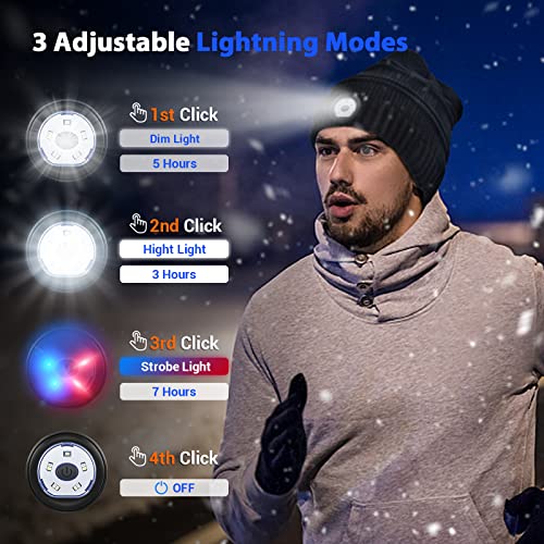 LED Hat Gifts for Men Women - Christmas Stocking Stuffers for Men Dad Boyfriend Light Beanie Cap with Headlamp for Running Camping Fishing| Winter Birthday Gift Ideas for Husband Brother Grandpa Teen