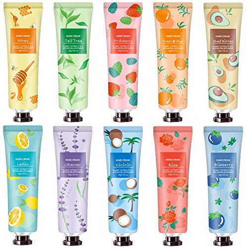 10 Pack Hand Cream for Dry Cracked Hands,Mothers Day Gifts for Her Natural Plant Fragrance Mini Hand Lotion Moisturizing Hand Care Cream Travel Size Hand Lotion for Dry Hands Gift Set for Mom,Grandma