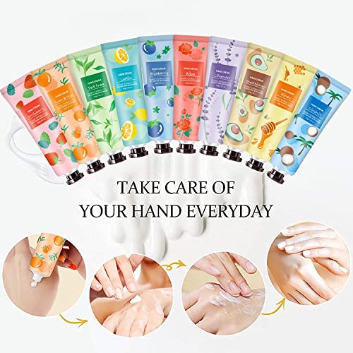 10 Pack Hand Cream for Dry Cracked Hands,Mothers Day Gifts for Her Natural Plant Fragrance Mini Hand Lotion Moisturizing Hand Care Cream Travel Size Hand Lotion for Dry Hands Gift Set for Mom,Grandma