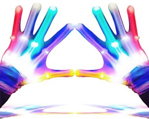 gledloves led gloves,led gloves for kids teen and adults gifts,led finger gloves,finger light gloves,the toys for 9-12 year old boys girls,light up gloves have 5color/6mode,in halloween chrismas party