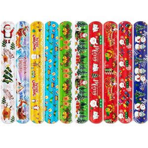 synarry christmas slap bracelets for kids, xmas slap wristbands snap bracelets bulk with santa claus reindeer, christmas party favors gift bag filler christmas stocking stuffers kids christmas new year gifts 2023