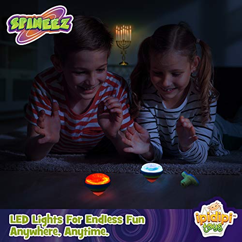 Light Up Spinning Tops for Kids, Set of 12, UFO Spin Toys with Flashing LED Lights, Fun Birthday Party Favors, Goodie Bag Fillers, Birthday Supplies for Boys and Girls