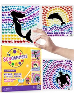 sungemmers big gem mermaid & dolphin diamond window art suncatcher kit for kids 6-8 9 10, birthday gifts for 7 year old girl, arts and crafts for girls ages 8-12, easter basket stuffers for kids