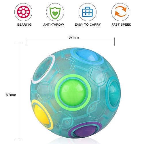 D-FantiX Rainbow Puzzle Ball Cube Magic Rainbow Ball Stress Fidget Ball Brain Teasers Games Fidget Toys Easter Christmas Stocking Stuffers for Kids Set of 2