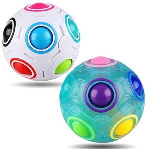 D-FantiX Rainbow Puzzle Ball Cube Magic Rainbow Ball Stress Fidget Ball Brain Teasers Games Fidget Toys Easter Christmas Stocking Stuffers for Kids Set of 2