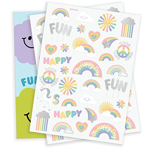 xo, Fetti Rainbow Temporary Tattoos - 46 Glitter Styles | Unicorn Birthday Party Supplies, Oh Happy Day Baby Shower, Magical Party Favors