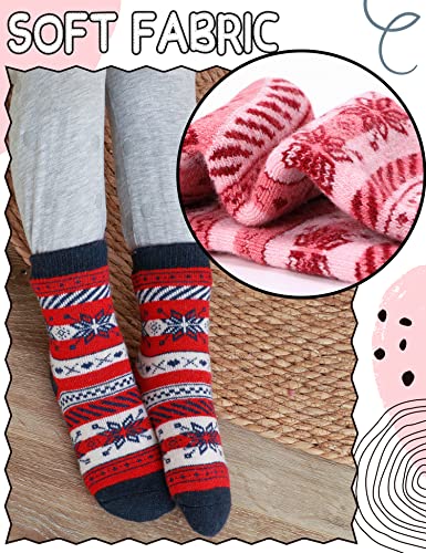 EBMORE Kids Wool Socks for Boys Toddlers Girls Warm Winter Hiking Thick Cozy Thermal Boot Heavy Crew Christmas Gifts for Kids Stocking Stuffer Snow Soft Child Socks 6 Pairs (Snowflake,4-7 Y)