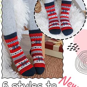 EBMORE Kids Wool Socks for Boys Toddlers Girls Warm Winter Hiking Thick Cozy Thermal Boot Heavy Crew Christmas Gifts for Kids Stocking Stuffer Snow Soft Child Socks 6 Pairs (Snowflake,4-7 Y)