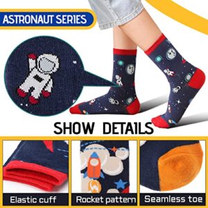 Anlisim Boys Kids Socks Fun Crazy Novelty Funny Crew Cotton Teenage Boy Children Socks 6 Pairs Gift Stocking Stuffers(Rocket,9-14Y)