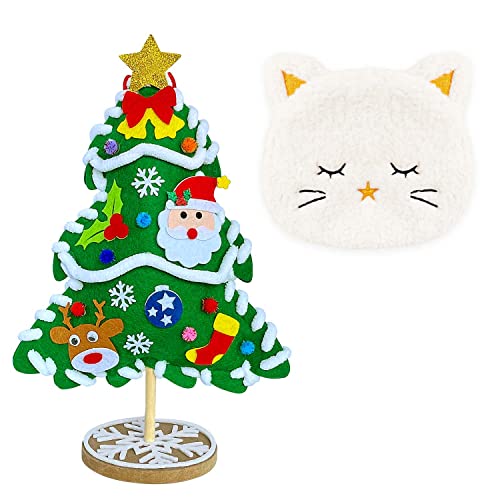 Krinisou Christmas Crafts and White Cat Purse for Kids 5-12, Christmas Stocking Stuffers for Kids Xmas Present