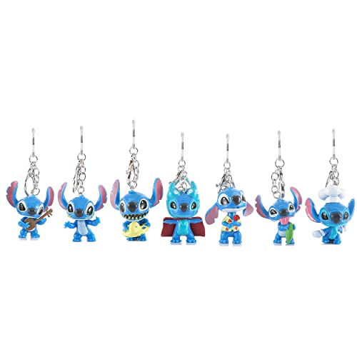 26Pcs Stitch Lilo Cake Topper Cupcake Keychain Angel Theme Birthday Party Supplies Decoration Cartoon Action Figure Figurine Collectible Gift Toys Collection Miniature Statue Stocking Stuffers merchandise Decor Christmas