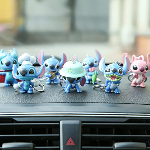 26Pcs Stitch Lilo Cake Topper Cupcake Keychain Angel Theme Birthday Party Supplies Decoration Cartoon Action Figure Figurine Collectible Gift Toys Collection Miniature Statue Stocking Stuffers merchandise Decor Christmas