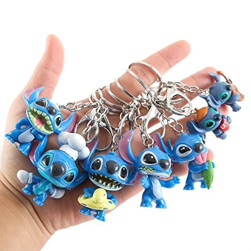 26Pcs Stitch Lilo Cake Topper Cupcake Keychain Angel Theme Birthday Party Supplies Decoration Cartoon Action Figure Figurine Collectible Gift Toys Collection Miniature Statue Stocking Stuffers merchandise Decor Christmas