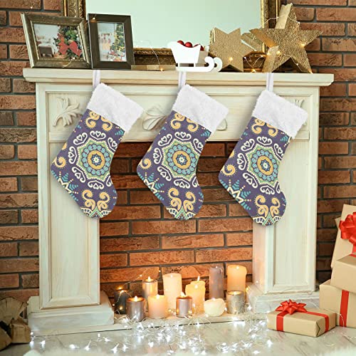 Kigai Christmas Stockings Bohemian Mandala Large Candy Stockings Stuffers Kids Cute Xmas Sock Decorations 1PC for Home Holiday Party 12" x18"