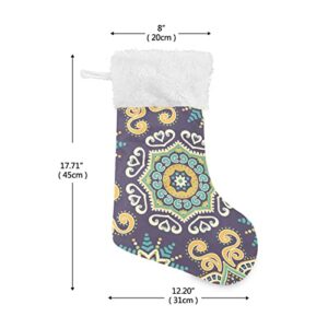 Kigai Christmas Stockings Bohemian Mandala Large Candy Stockings Stuffers Kids Cute Xmas Sock Decorations 1PC for Home Holiday Party 12" x18"