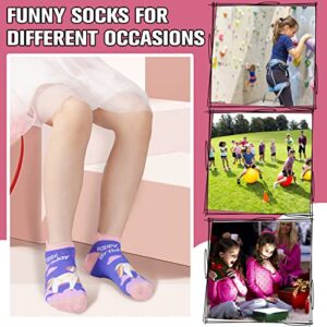 Kids Girls Unicorn Socks Ankle Low Cut No Show Cute Novelty Fashion Cartoon Gifts Stocking Stuffers Socks 6 Pairs (Unicorn,9-14 Y)