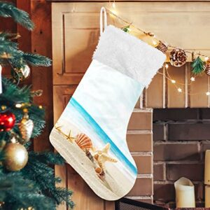 Kigai Christmas Stockings Summer Beach Landscape Large Candy Stockings Stuffers Kids Cute Xmas Sock Decorations 2PCS for Home Holiday Party 12" x18"