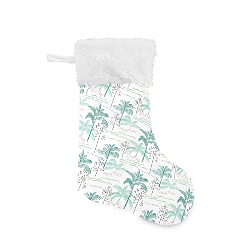 Kigai Christmas Stockings Cute Palm Trees Large Candy Stockings Stuffers Kids Cute Xmas Sock Decorations 1PC for Home Holiday Party 12" x18"