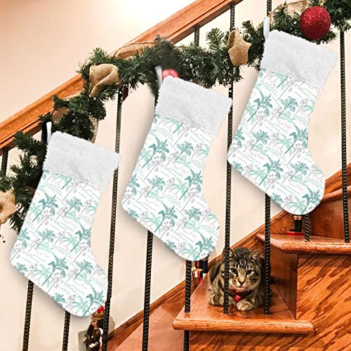 Kigai Christmas Stockings Cute Palm Trees Large Candy Stockings Stuffers Kids Cute Xmas Sock Decorations 1PC for Home Holiday Party 12" x18"