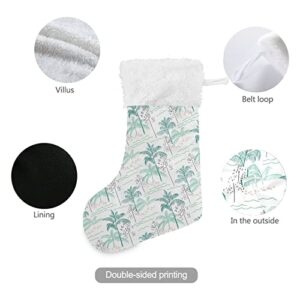 Kigai Christmas Stockings Cute Palm Trees Large Candy Stockings Stuffers Kids Cute Xmas Sock Decorations 1PC for Home Holiday Party 12" x18"