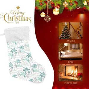 Kigai Christmas Stockings Cute Palm Trees Large Candy Stockings Stuffers Kids Cute Xmas Sock Decorations 1PC for Home Holiday Party 12" x18"