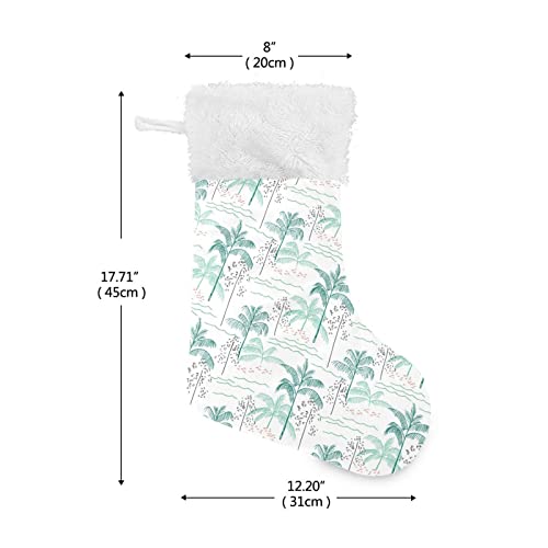 Kigai Christmas Stockings Cute Palm Trees Large Candy Stockings Stuffers Kids Cute Xmas Sock Decorations 1PC for Home Holiday Party 12" x18"