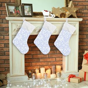 Kigai Christmas Stockings Bright Blue Flowers Large Candy Stockings Stuffers Kids Cute Xmas Sock Decorations 1PC for Home Holiday Party 12" x18"