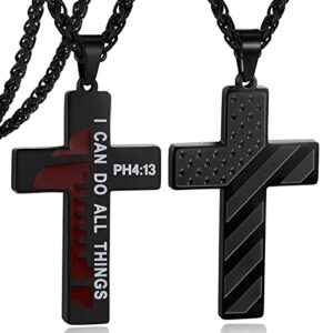 cross necklace for boys men graduation gifts him teenage boys football pendant chain american flag christian baptism jewelry year old birthday confirmation christmas stocking stuffers valentines black