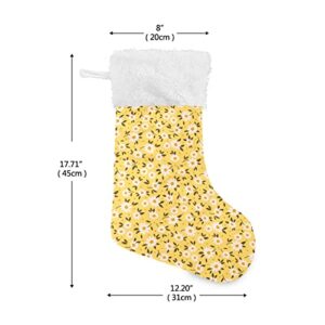 Kigai Christmas Stockings Yellow Daisy Flower Large Candy Stockings Stuffers Kids Cute Xmas Sock Decorations 1PC for Home Holiday Party 12" x18"