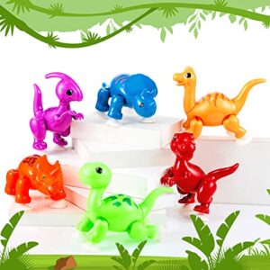 Hungdao 6 Pcs Flexible Cartoon Dinosaurs Toys Dinosaur Stretchy Toys Twistable Rotatable Educational Toys Stocking Stuffers for Boys Girls Gifts