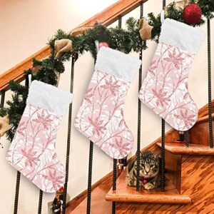 Kigai Christmas Stockings Traditional Floral Pattern Large Candy Stockings Stuffers Kids Cute Xmas Sock Decorations 1PC for Home Holiday Party 12" x18"