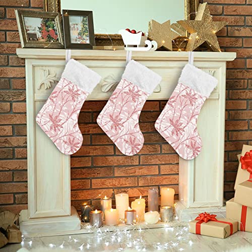 Kigai Christmas Stockings Traditional Floral Pattern Large Candy Stockings Stuffers Kids Cute Xmas Sock Decorations 1PC for Home Holiday Party 12" x18"