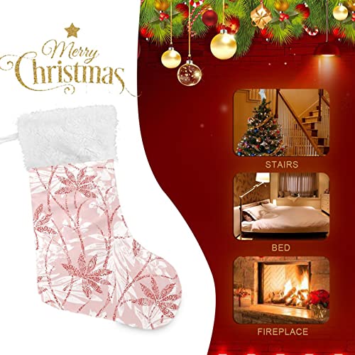 Kigai Christmas Stockings Traditional Floral Pattern Large Candy Stockings Stuffers Kids Cute Xmas Sock Decorations 1PC for Home Holiday Party 12" x18"