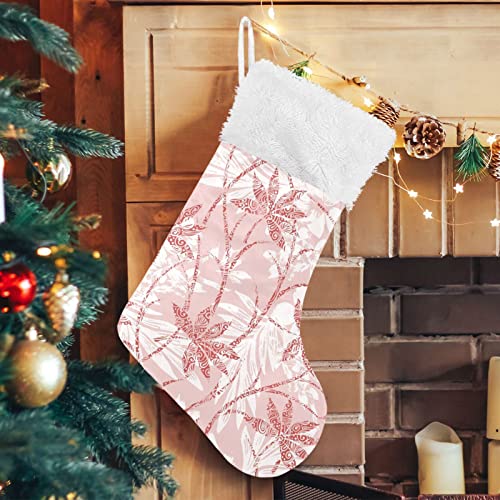 Kigai Christmas Stockings Traditional Floral Pattern Large Candy Stockings Stuffers Kids Cute Xmas Sock Decorations 1PC for Home Holiday Party 12" x18"