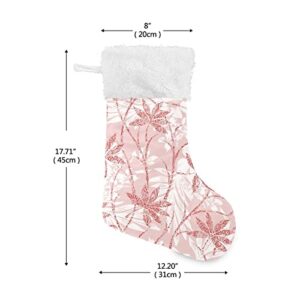 Kigai Christmas Stockings Traditional Floral Pattern Large Candy Stockings Stuffers Kids Cute Xmas Sock Decorations 1PC for Home Holiday Party 12" x18"