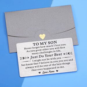 Son Gifts from Mom I Love You Cards to My Son Christmas Stocking Stuffers Birthday Valentine Back to School Inspirational Graduation Coming-to-Age Note Engraved Inserts Greeting Card for Boys Him Men