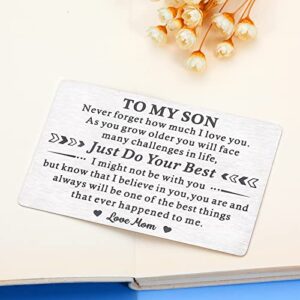 Son Gifts from Mom I Love You Cards to My Son Christmas Stocking Stuffers Birthday Valentine Back to School Inspirational Graduation Coming-to-Age Note Engraved Inserts Greeting Card for Boys Him Men