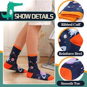 Welwoos Boys Kids Socks Crazy Fun Novelty Funny Cotton Crew Children Teenage Boys Gift Stocking Stuffers Socks 6 Pairs (Astronaut,5-8Y)