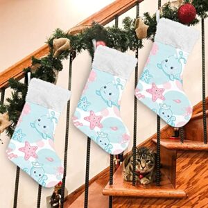 Kigai Christmas Stockings Cute Sea Life Large Candy Stockings Stuffers Kids Cute Xmas Sock Decorations 1PC for Home Holiday Party 12" x18"