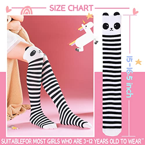 ANTSANG Kids Girls Knee High Socks Long Boot Crazy Silly Fun Gift Cute Tall Animal Socks for Child 6 Pairs Stocking Stuffers Gifts for 10 Year Old Girls Gifts Ideas (Animal A(6 Pairs))