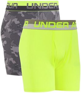 under armour boys performance briefs, lightweight & smooth stretch fit boxer briefs, graphite/yellow, medium us