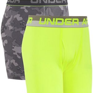 Under Armour boys Performance Briefs, Lightweight & Smooth Stretch Fit boxer briefs, Graphite/Yellow, Medium US