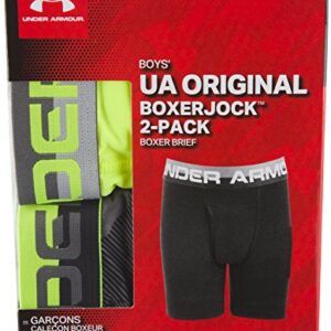 Under Armour boys Performance Briefs, Lightweight & Smooth Stretch Fit boxer briefs, Graphite/Yellow, Medium US