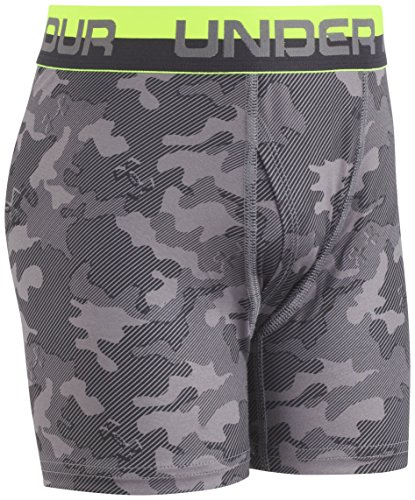 Under Armour boys Performance Briefs, Lightweight & Smooth Stretch Fit boxer briefs, Graphite/Yellow, Medium US