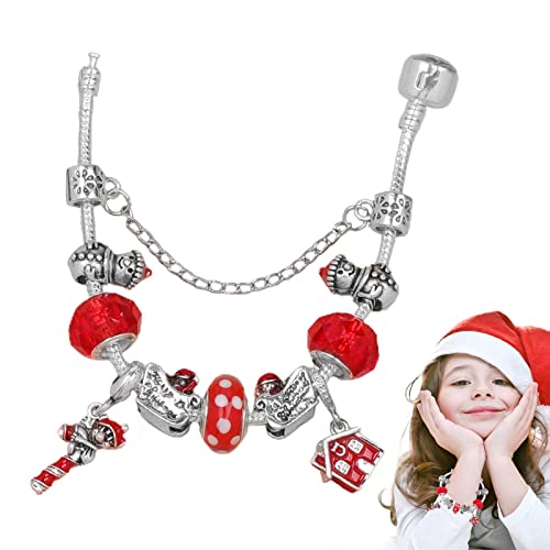 YUAB Christmas Bracelet - Snowman Red House Bracelets Jewelry Pendant - Christmas Stocking Stuffers Holiday Party Favors for Women Girls Kids